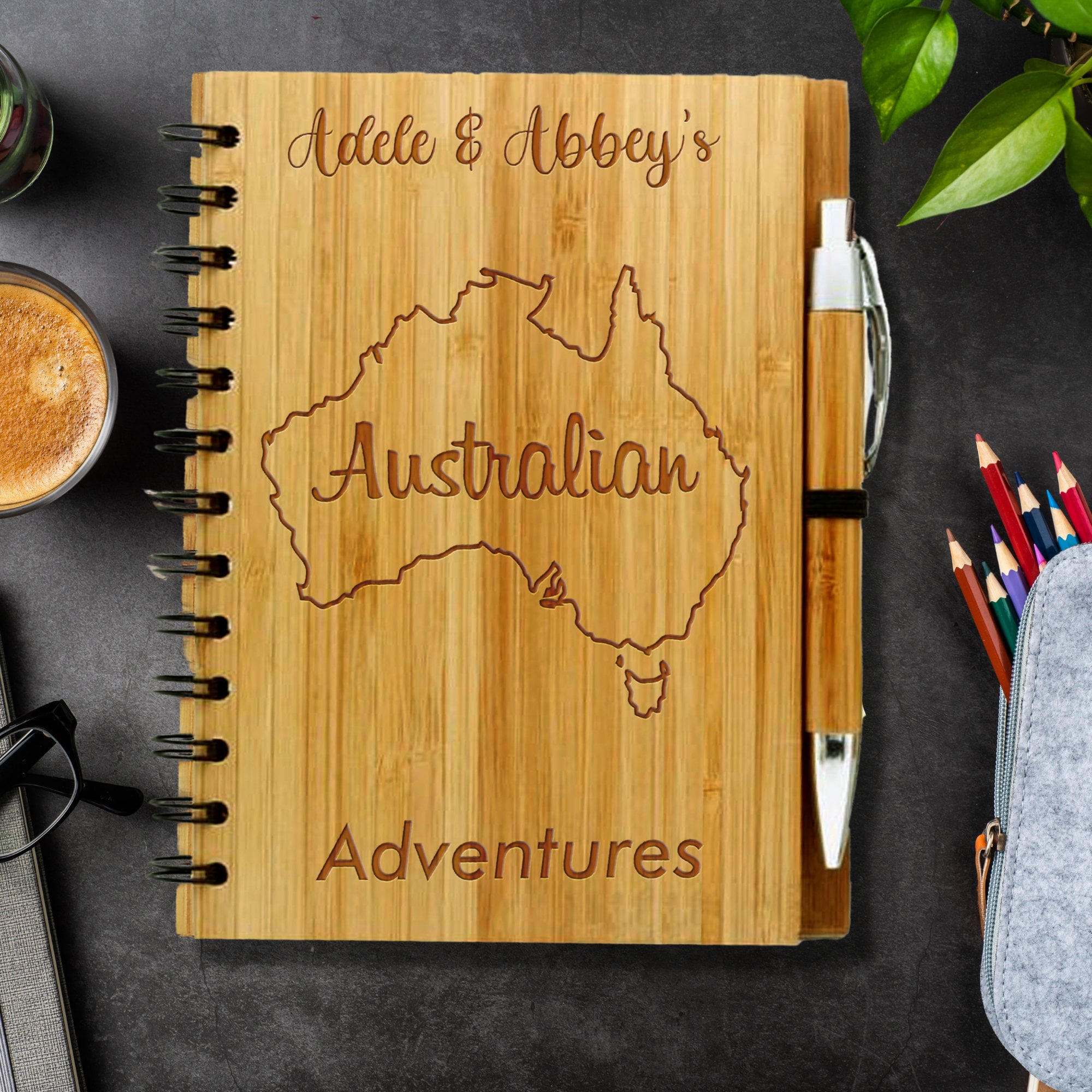 Australian Adventure Personalised A5 Bamboo Notebook / Travel Diary ...