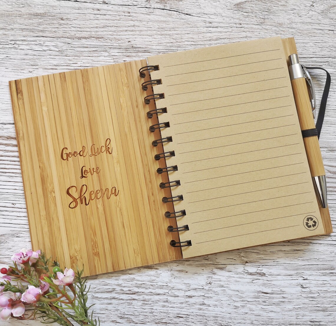 Personalised A5 Bamboo Notebook / Diary / Journal Book - Eco Friendly ...