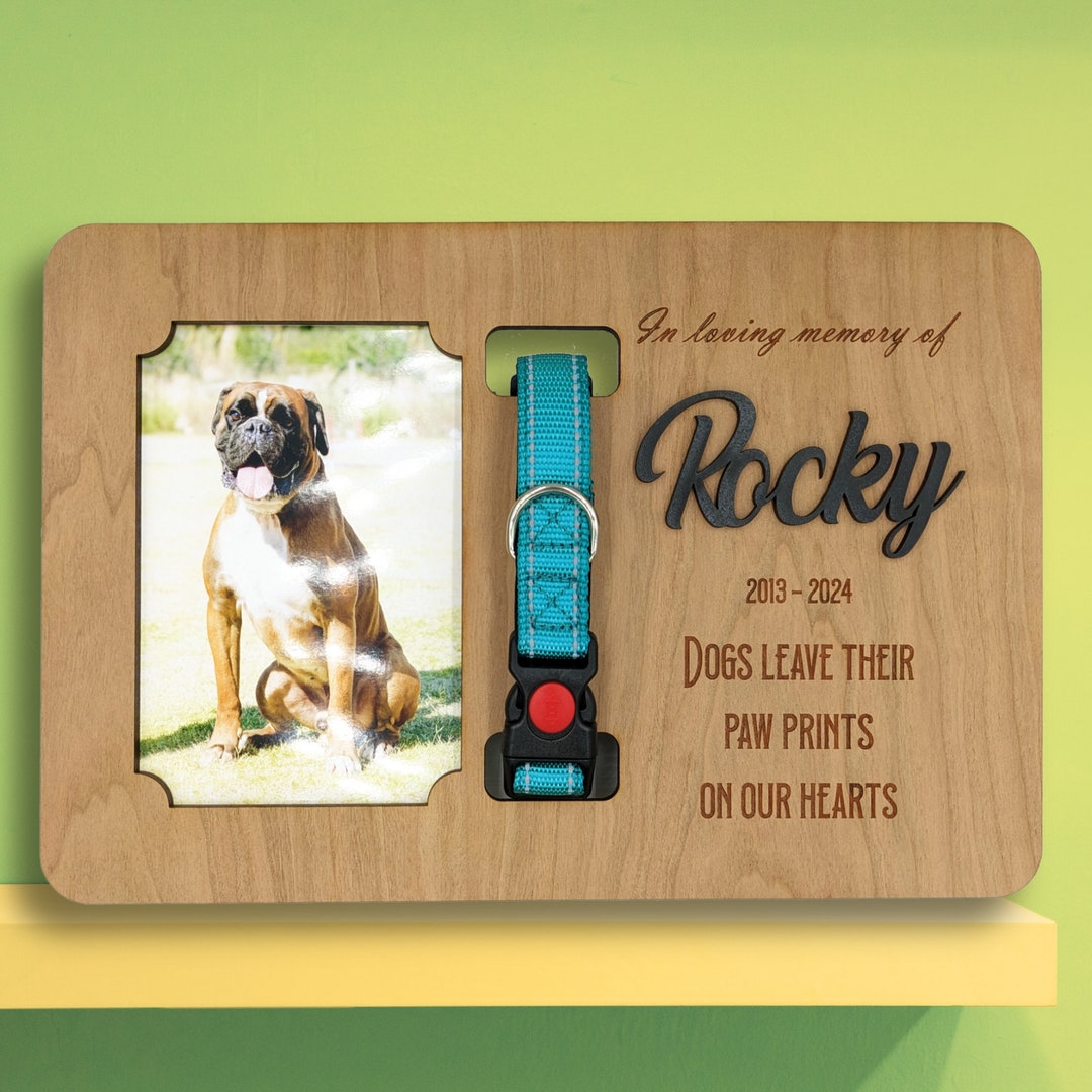 Memorial Pet Collar Sign, Dog Memorial Wood Plaque With Collar Holder ...