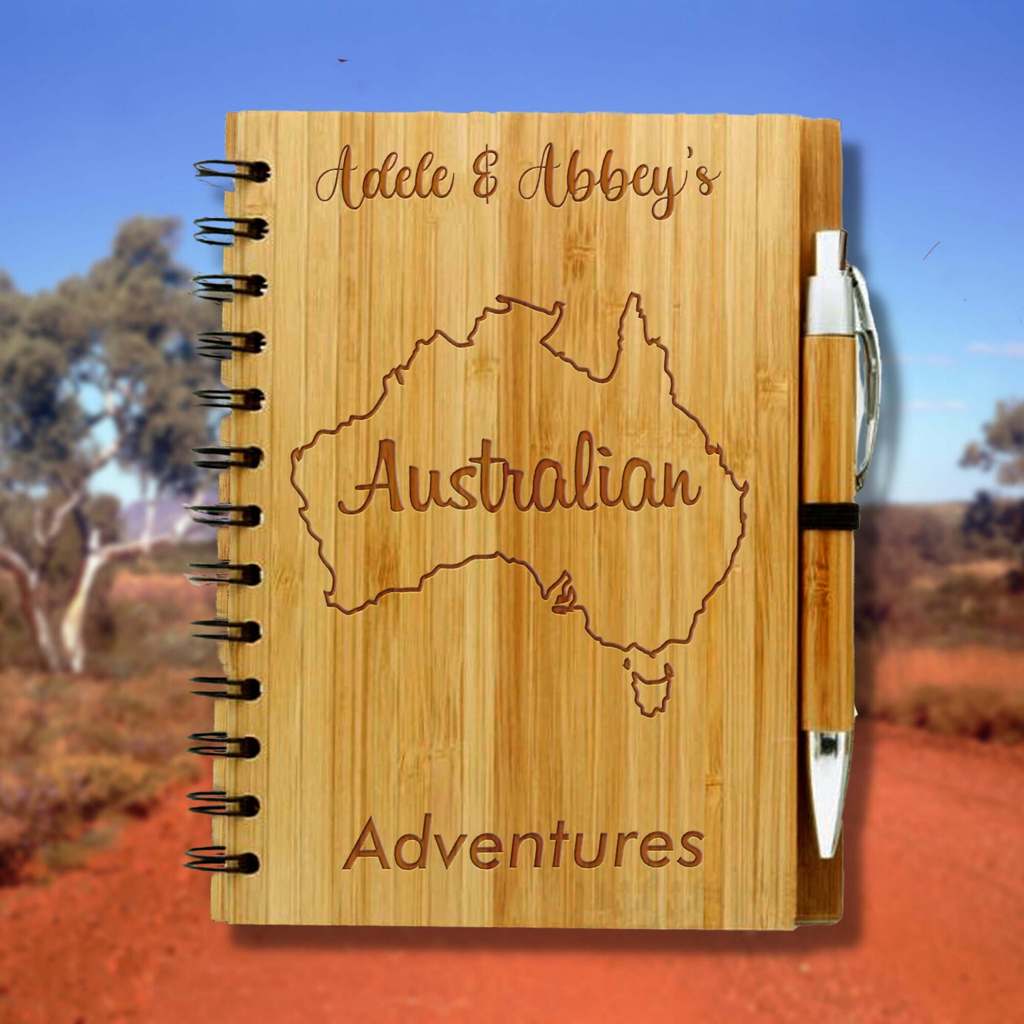 Australian Adventure Personalised A5 Bamboo Notebook / Travel Diary ...