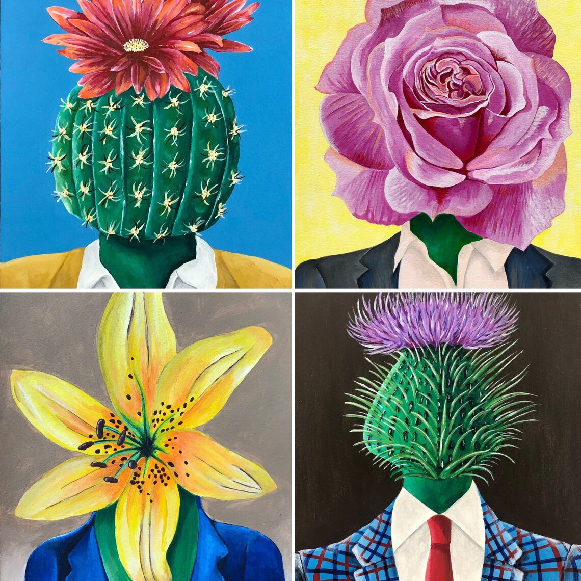 Surrealist Flower Surrealist Portrait Print Wall Art | Etsy