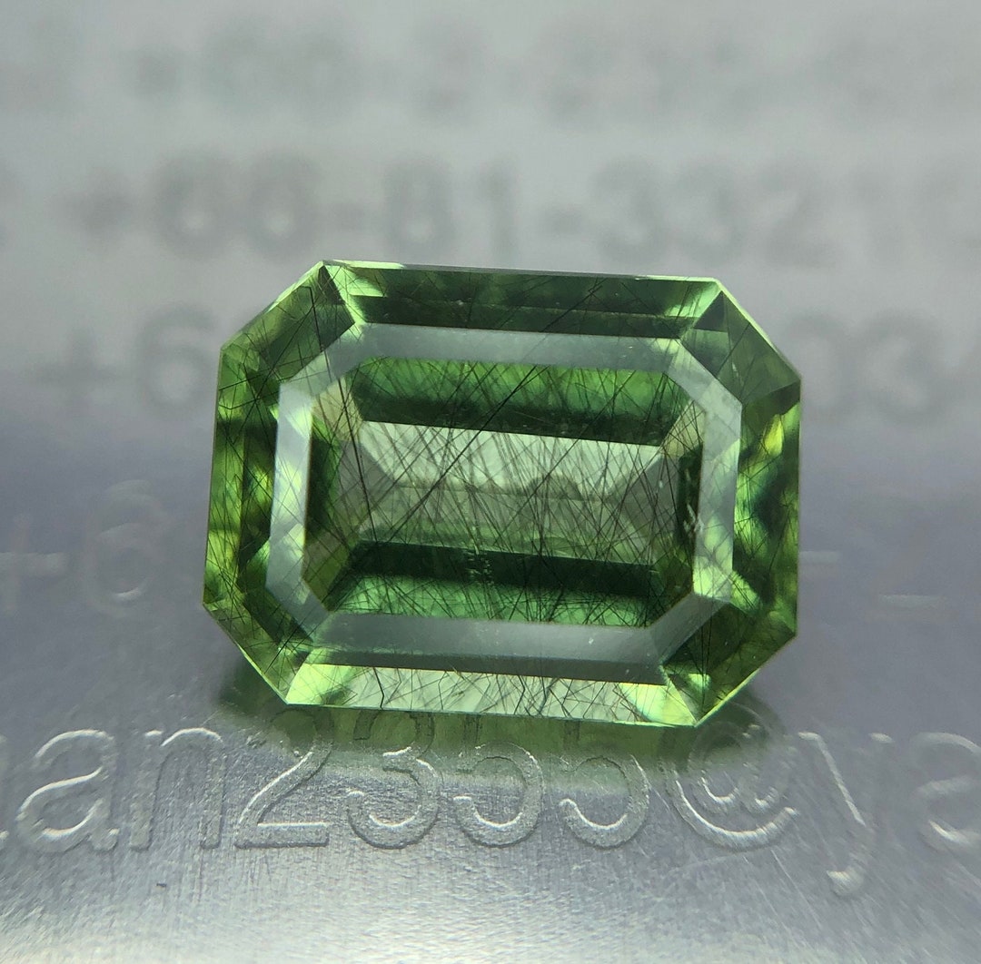 Beautiful Rare Ludwigite Peridot With Perfect Emerald Cut With ...