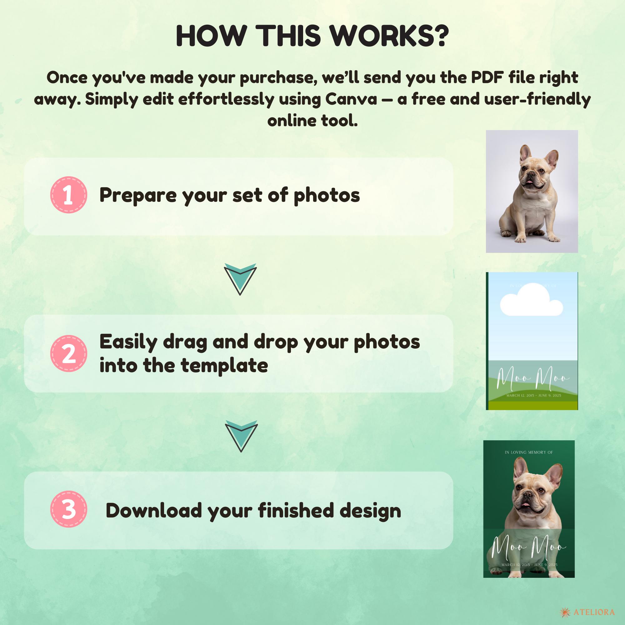 Pet Memorial Funeral Program - Canva Template for Cat or Dog Obituary ...
