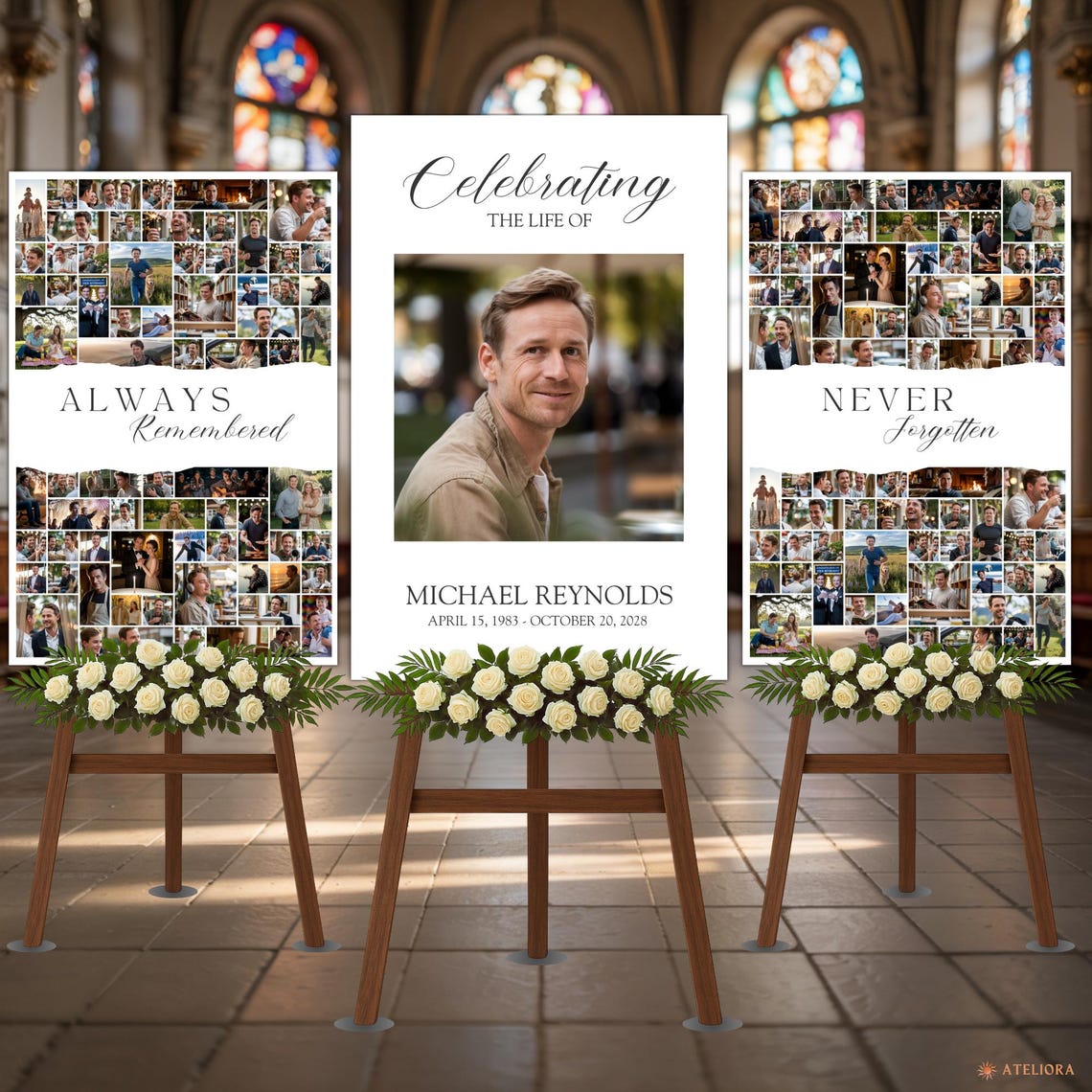 Funeral Photo Collage Sign, Celebration of Life Template, Funeral ...