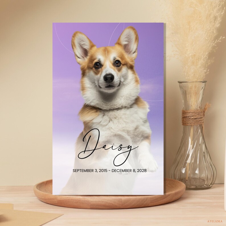 Purple Pet Memorial Funeral Program – Editable Canva Obituary Template ...