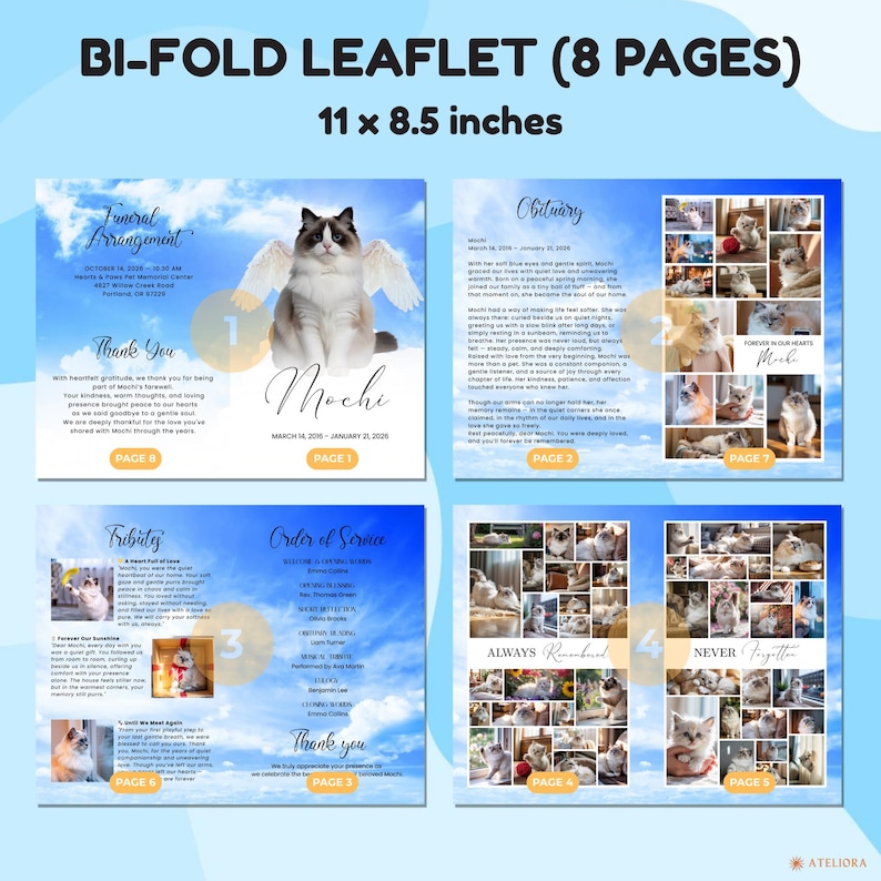 Pet Funeral Program – Editable Canva Obituary Template for Dog or Cat ...