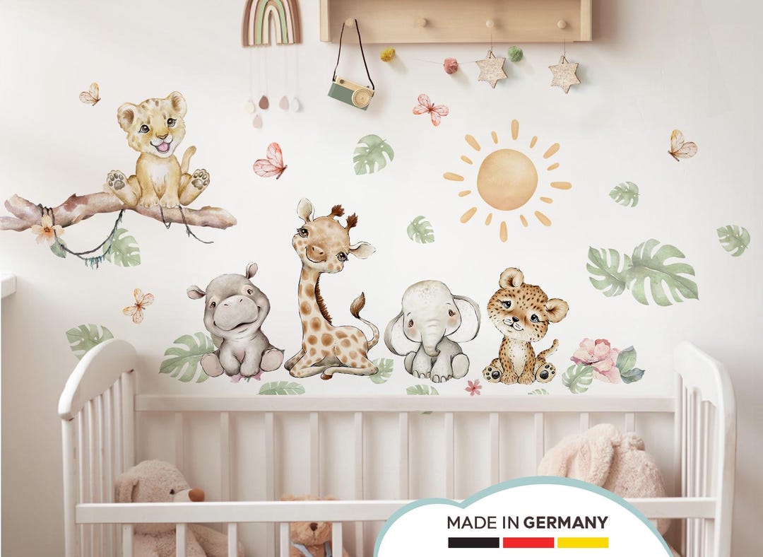 XXL Wall Sticker Set Safari Animals Baby Wall Stickers for Children's ...