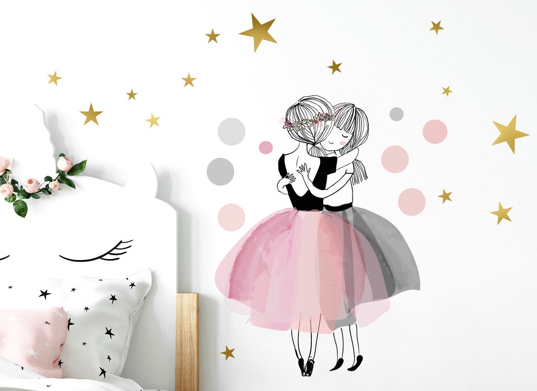 Wall Sticker Two Girls Wall Decal Children's Room Girl Baby Room ...