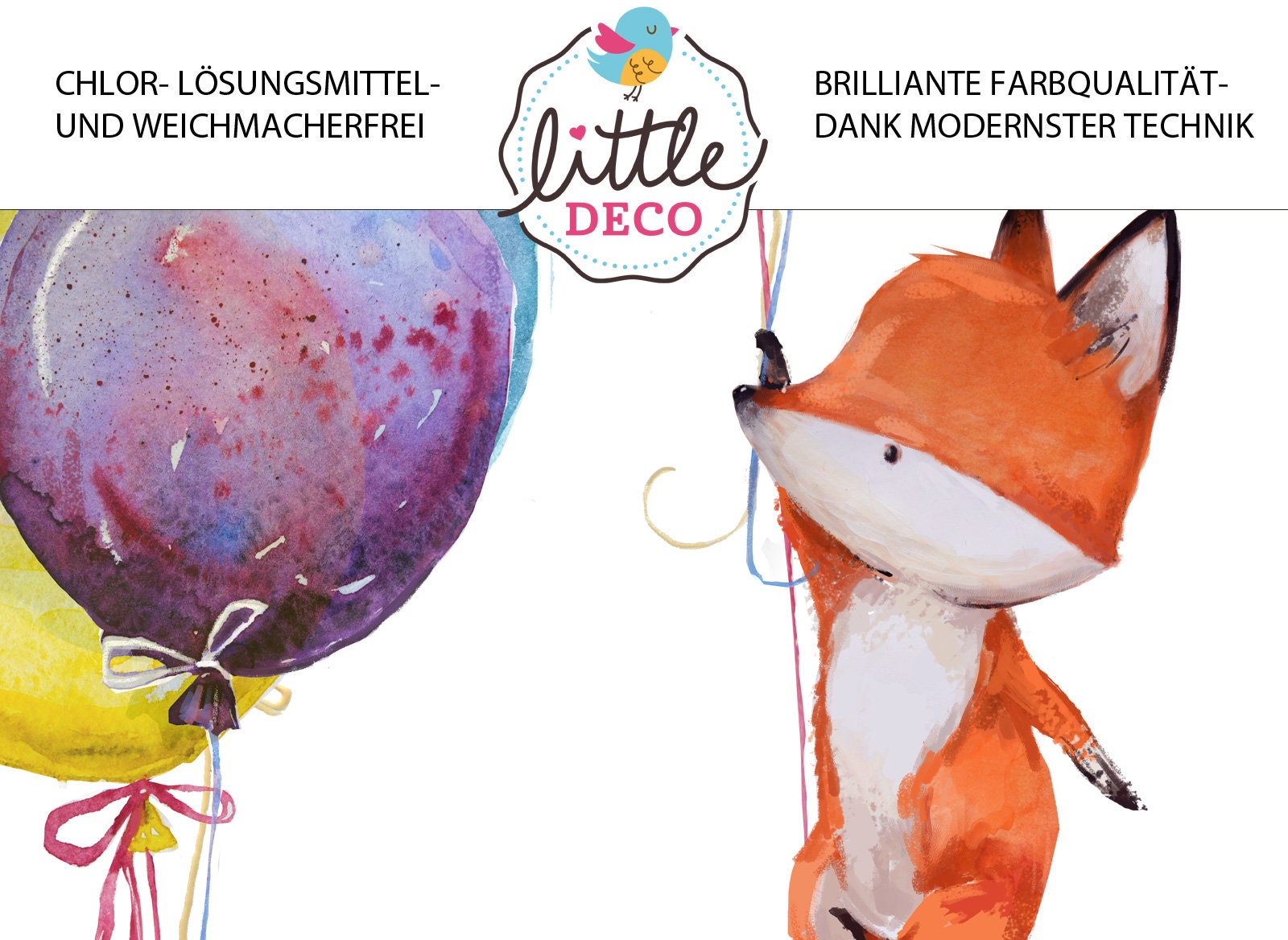Wandsticker Fuchs mit Ballons und Spruch Fliege zum Glück - Etsy.de