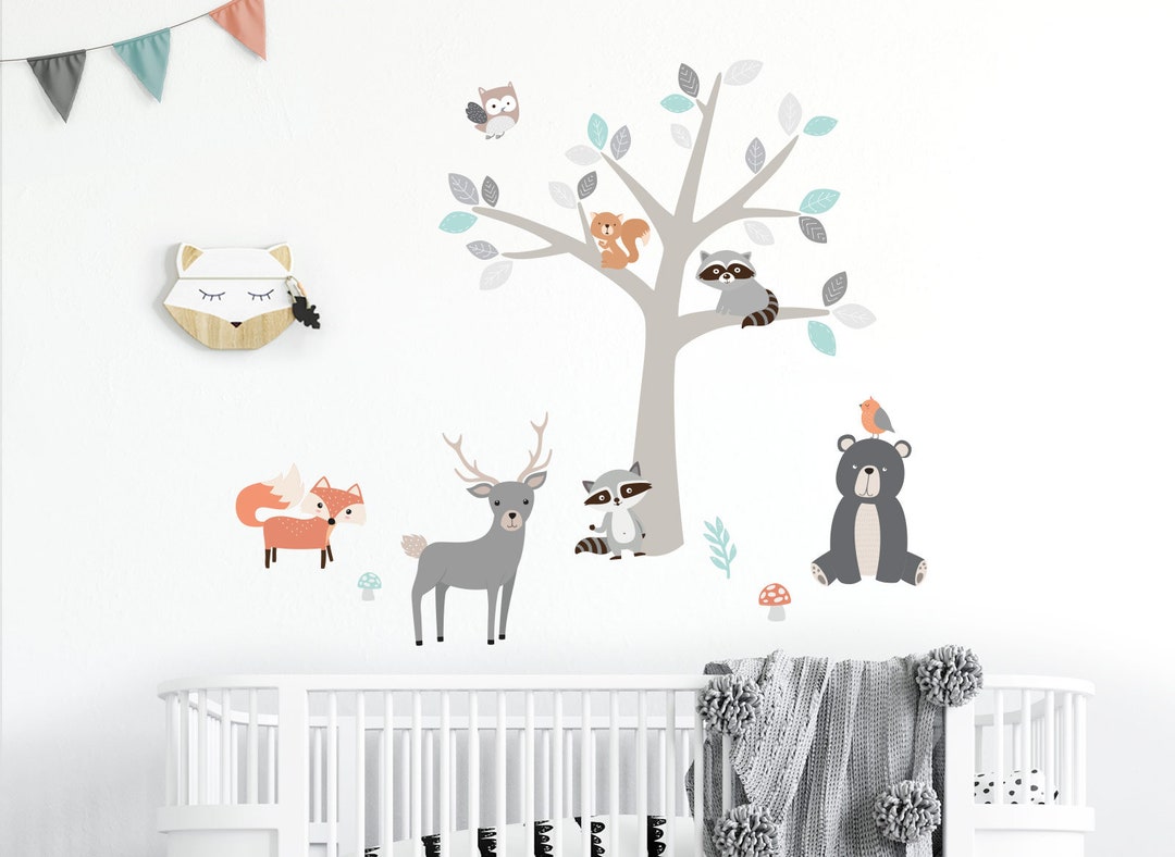 Wall Sticker Animals Tree Wall Sticker Baby Nursery Wall Sticker Wall ...
