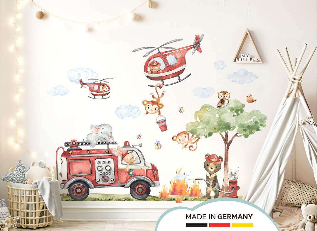 XXL Sticker Set Fire Brigade Wall Stickers for Children's Room Animals ...