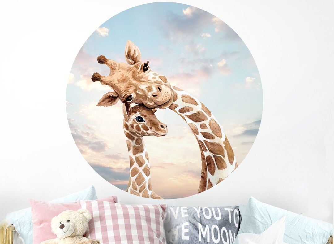 Round Sticker Mammals Giraffes Wall Sticker Baby Room Girl Children ...