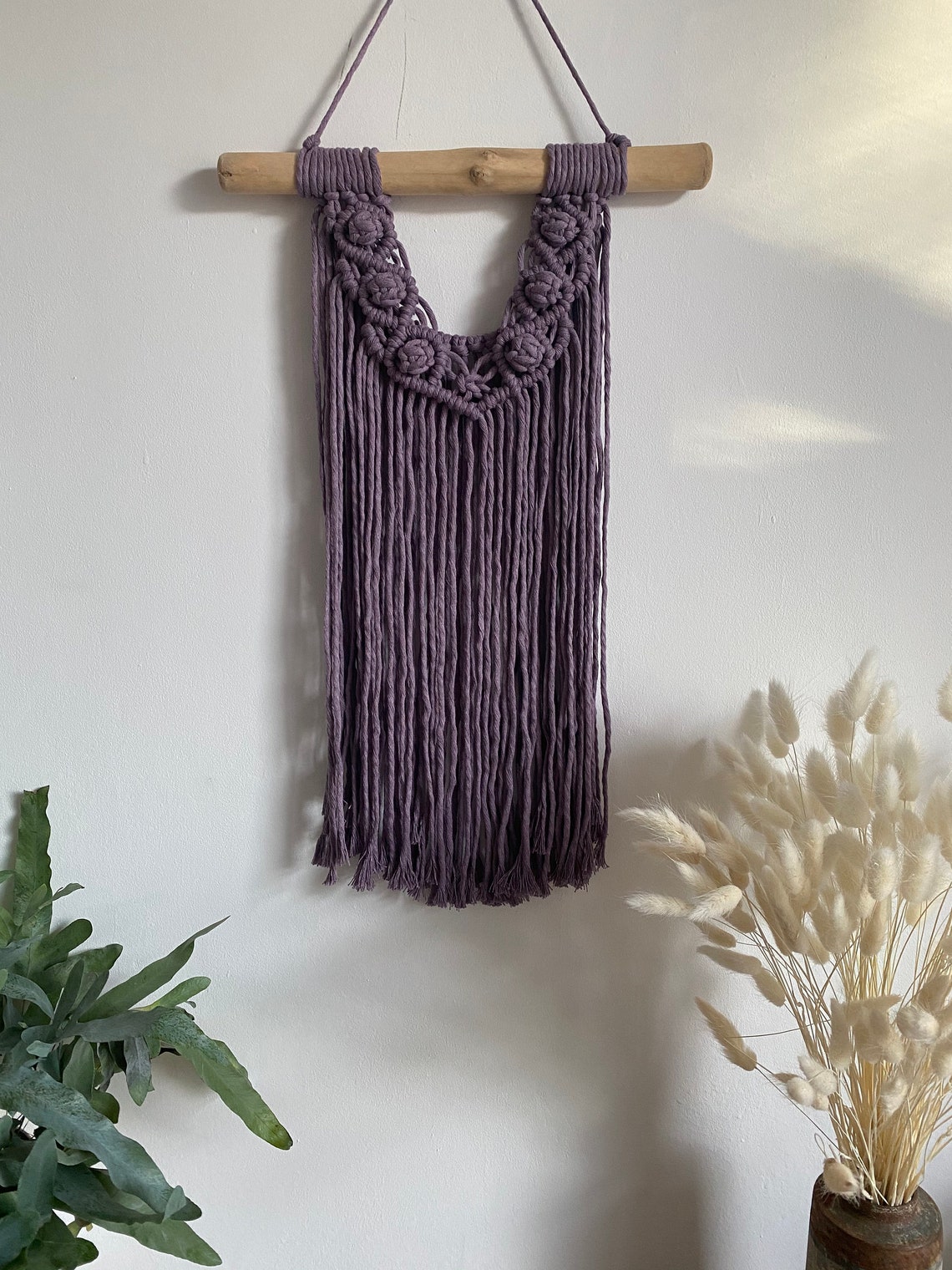 Beautiful Purple Macrame Wall Hanging on Driftwood - Etsy UK