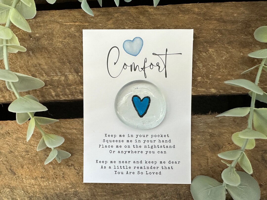 Hand Painted Comfort Hug Glass Gem Pocket Heart Sending a Hug Pocket ...