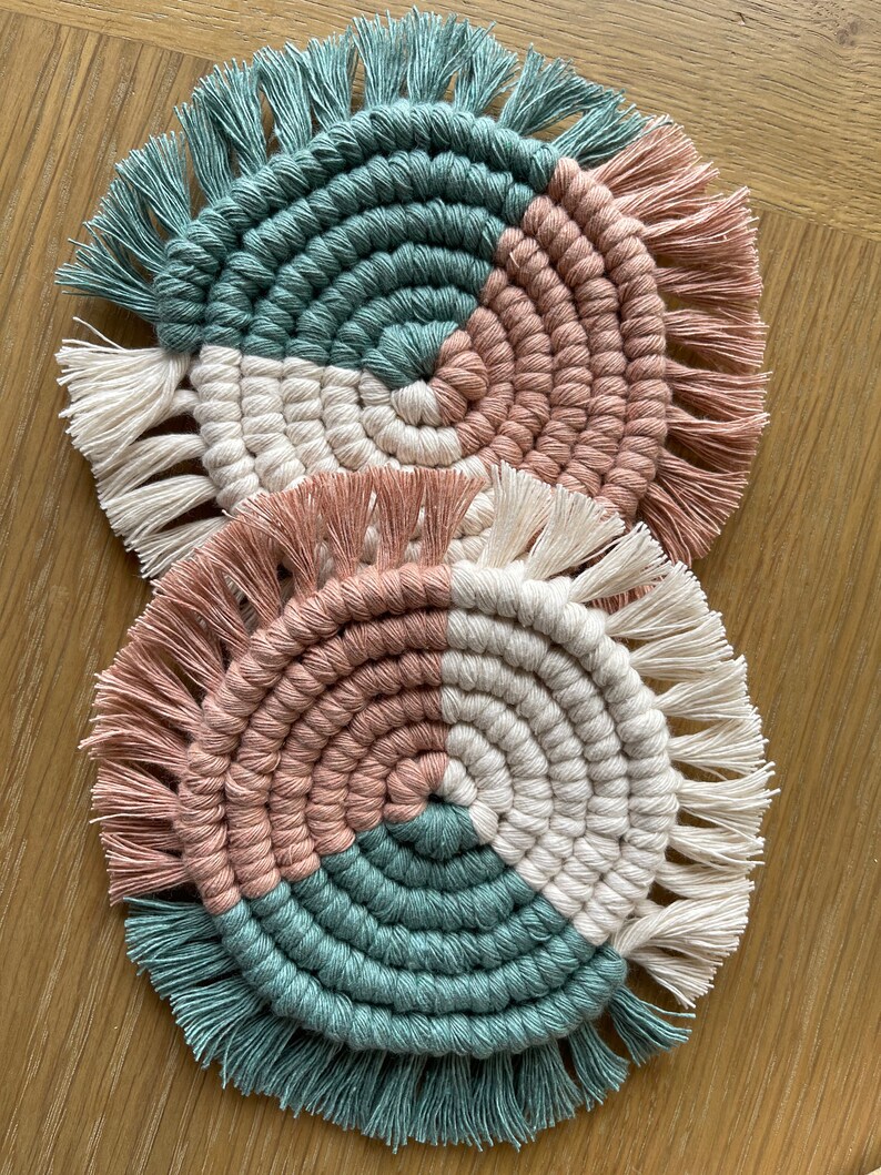 Set of 2 Gorgeous Handmade Macrame Coasters - Etsy UK