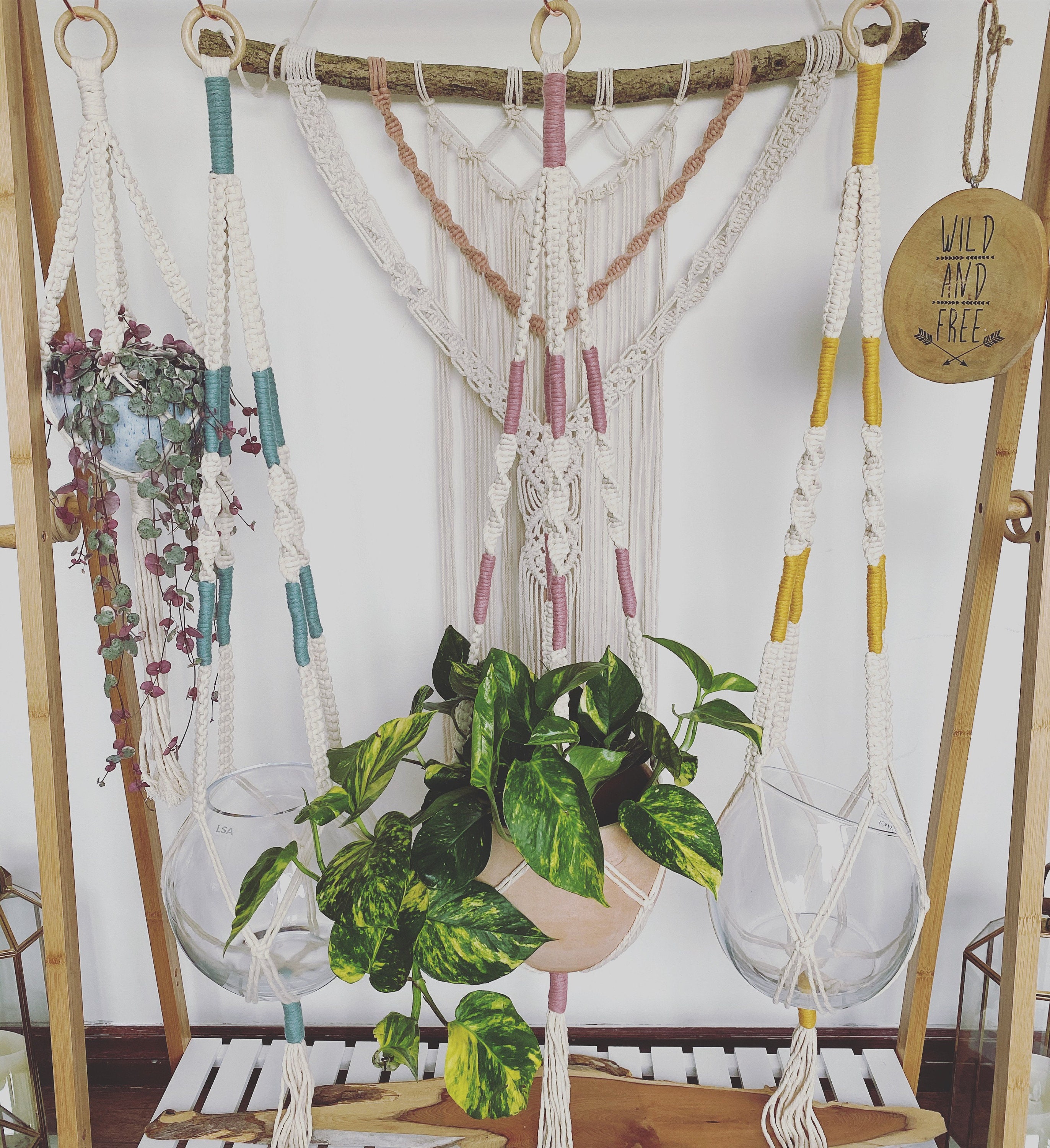 Gorgeous Macrame Natural Recycled Cotton Plant Hanger Size | Etsy