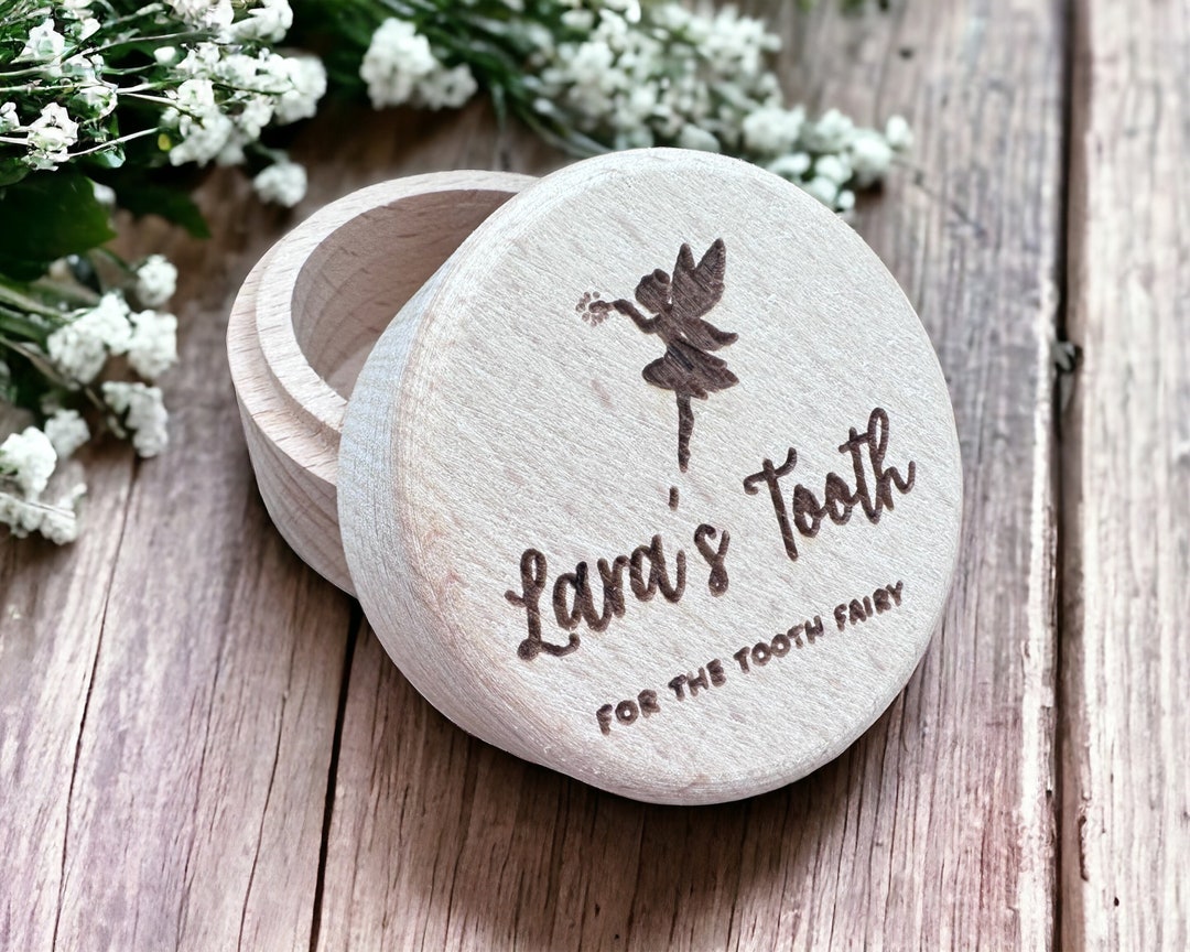 Personalised Tooth Fairy Box, First Tooth Keepsake, Wooden New Baby Box ...