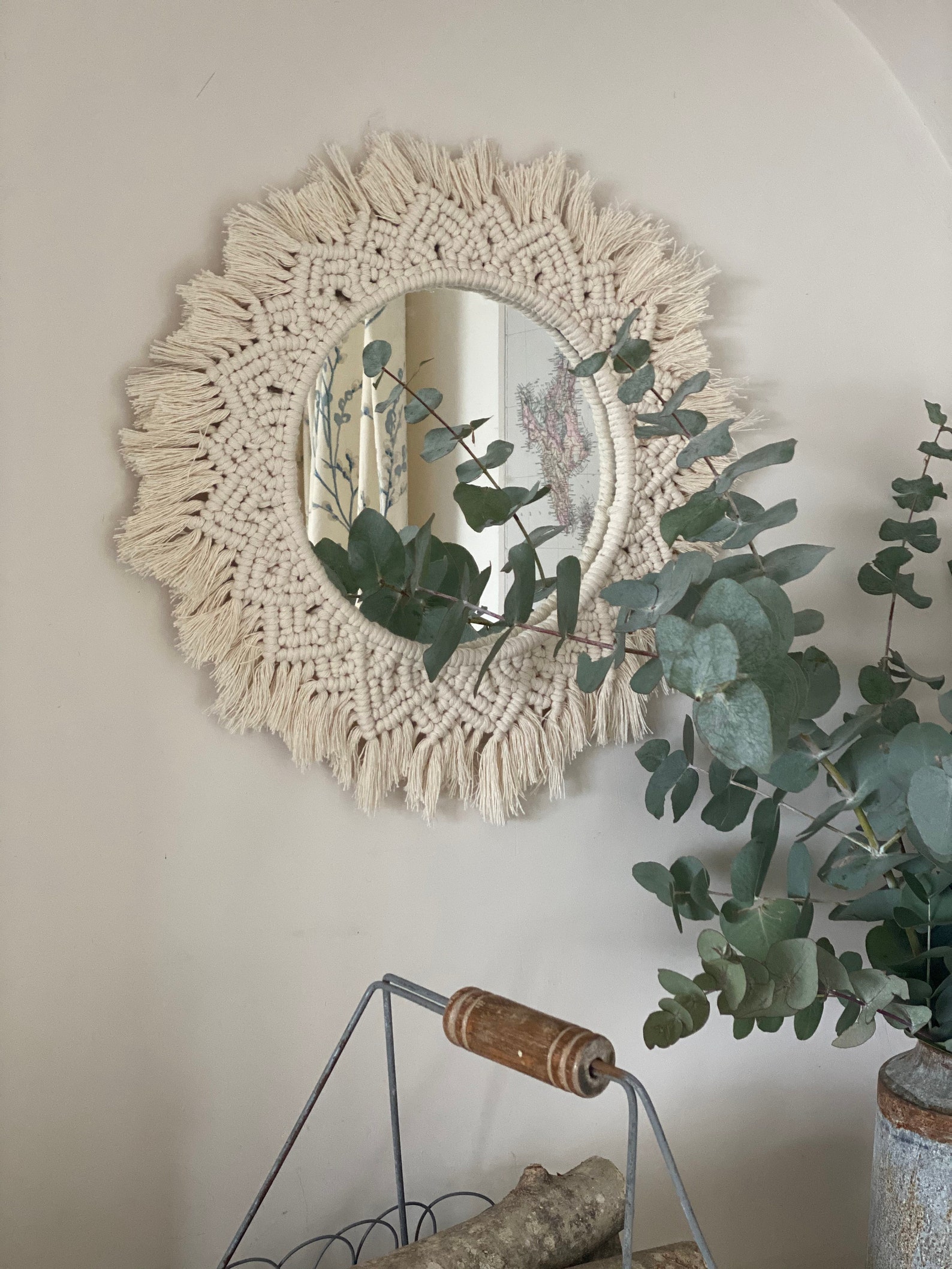 Gorgeous Natural Handmade Macrame Mandala Mirror 25cm - Etsy Sweden