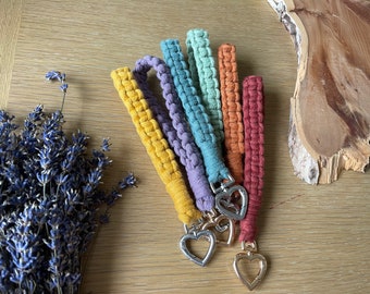 Macrame Wristlet Heart Keyring Keychain Gift Recycled | Etsy