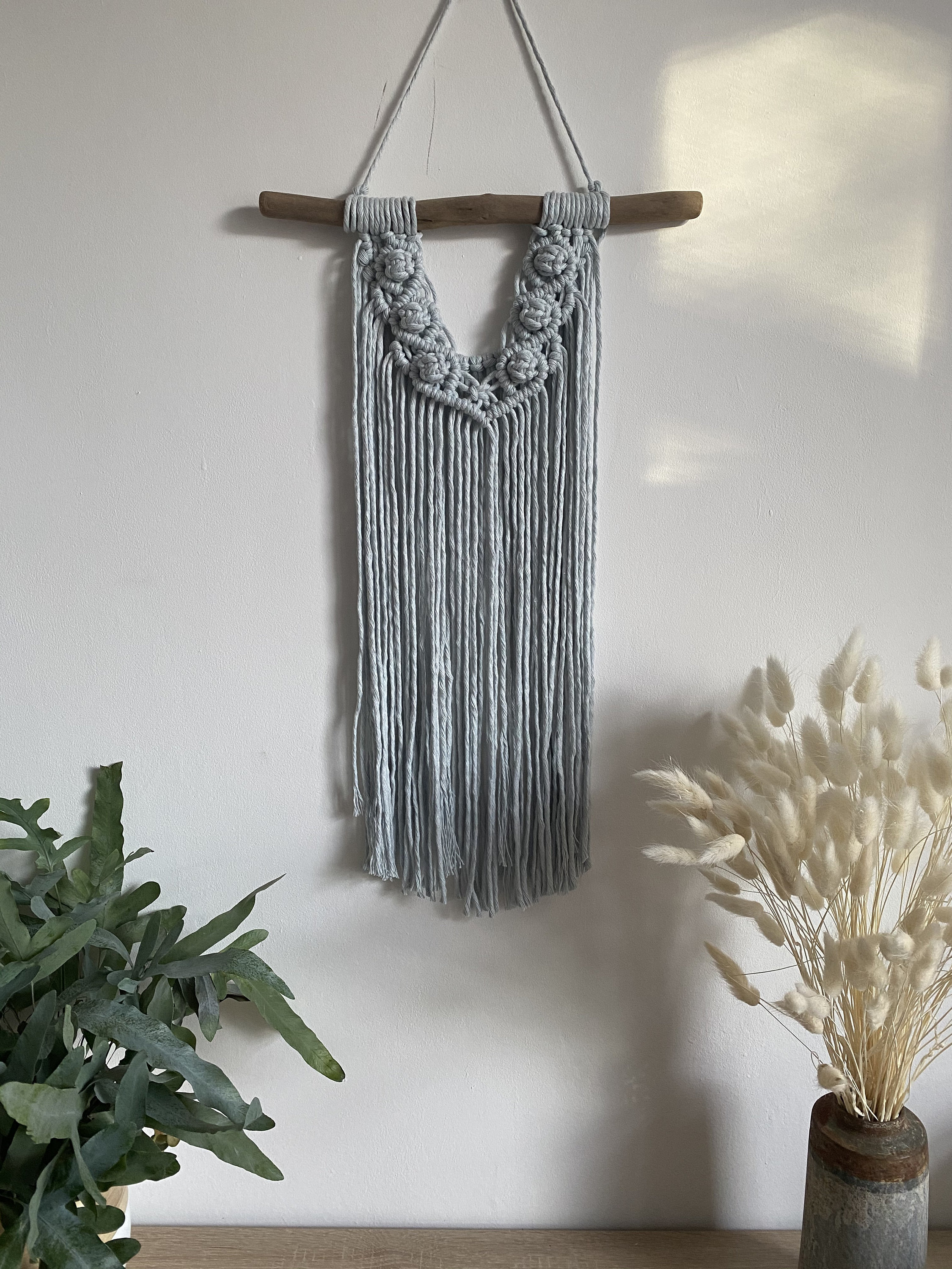 Beautiful Baby Blue Macrame Wall Hanging on Driftwood - Etsy UK