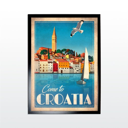 Croatia Dubrovnik Vintage Travel Poster - Etsy