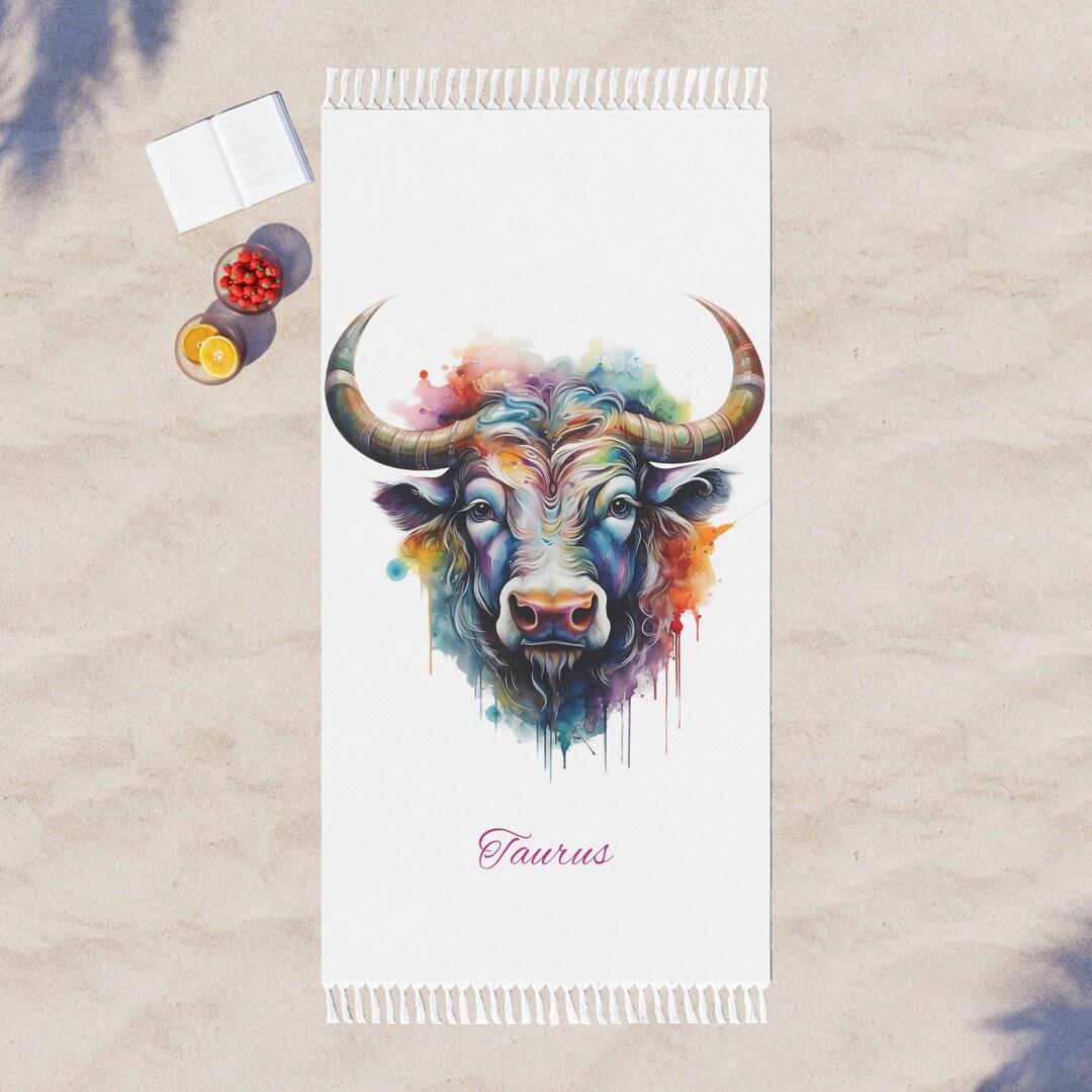Taurus Bull Watercolor Boho Beach Cloth Towel - Etsy