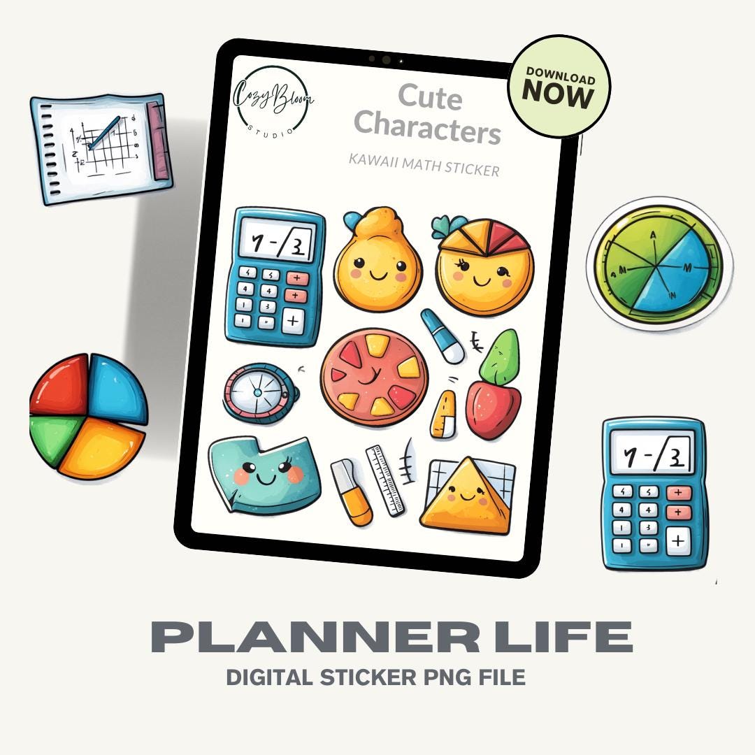 Math is Fun! | Cute Kawaii Math Sticker Set for Kids | Digital Download ...