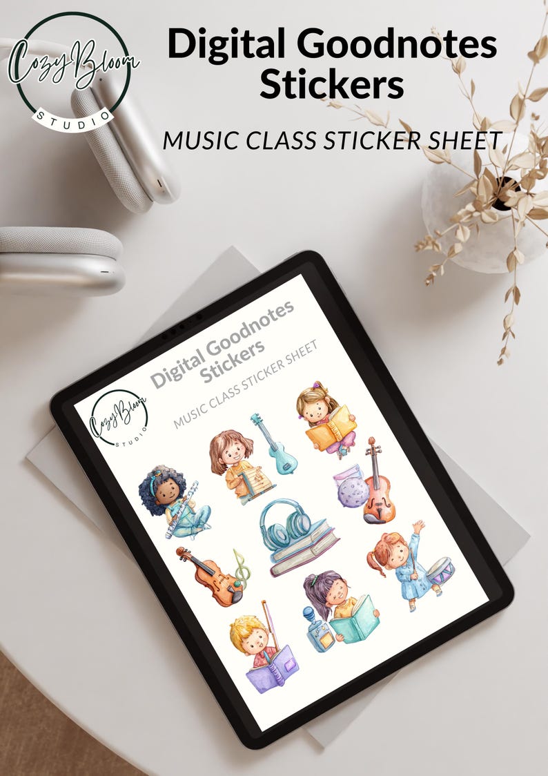 Watercolor Music Stickers – 70 Teacher & Kids Planner Stickers (digital ...