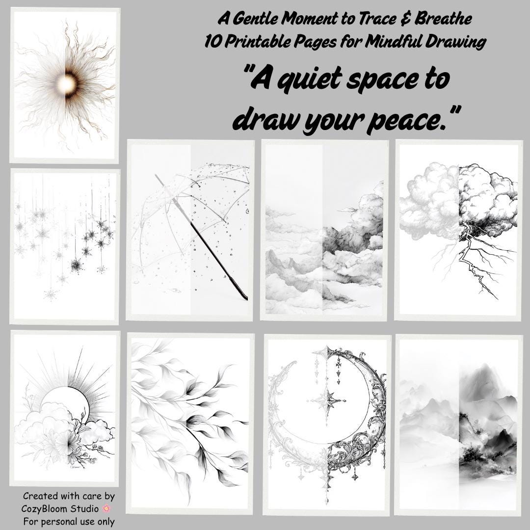 Weather & Mood Tracing Pages – 10 Printable Line Art for Mindful ...