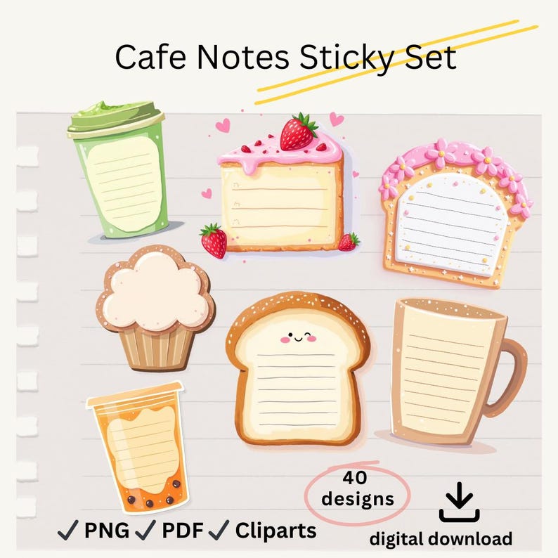 Cafe Notes Sticky Set for Work & Study Planning - Etsy