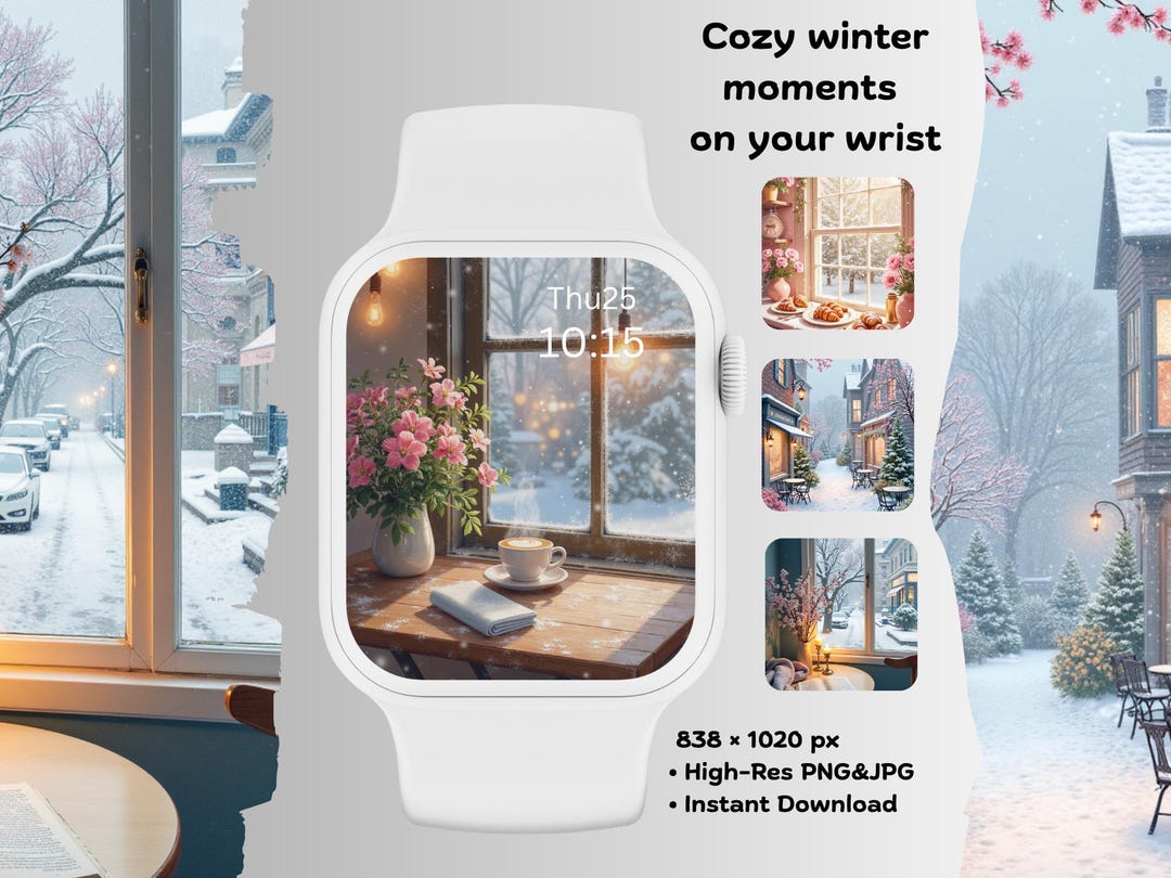 Winter Café Snow Apple Watch Wallpapers | Cozy Coffee Shop Winter ...