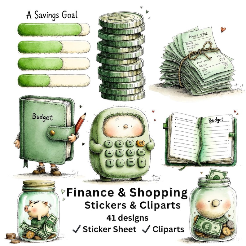 Finance & Shopping Digital Stickers and Cliparts - Etsy