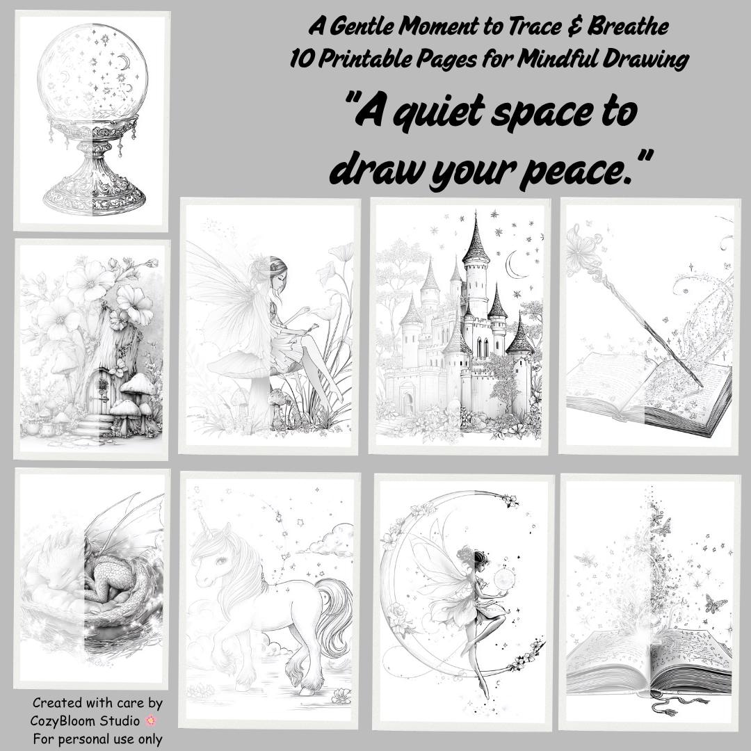 Fairy Tracing Pages | Mystical Drawing, Kids & Adults (PDF + PNG) - Etsy