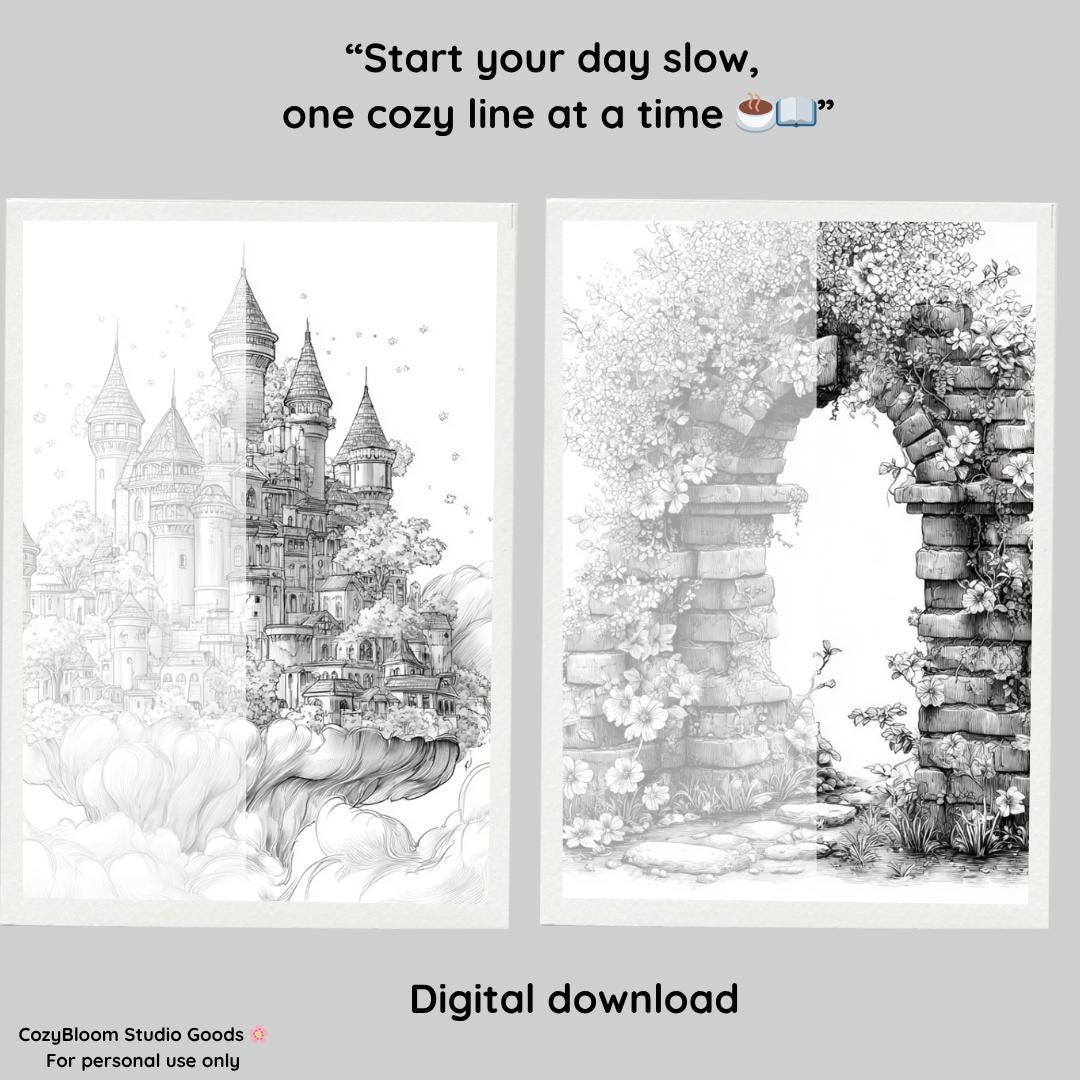 Mystical Castle Tracing Pack: Fantasy Line Art for Kids (PDF Download ...