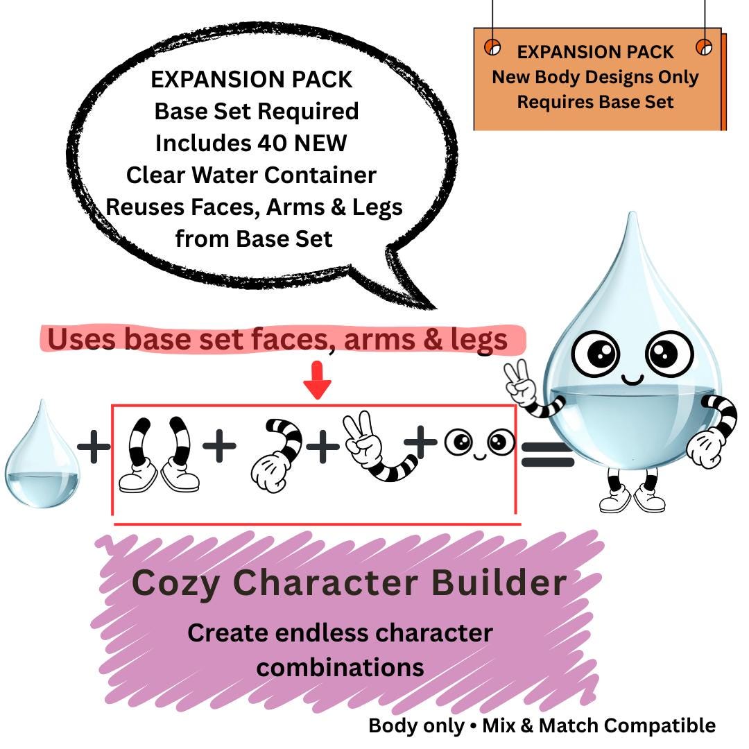 Clear Water Container Body Expansion for Cozy Character Builder ...