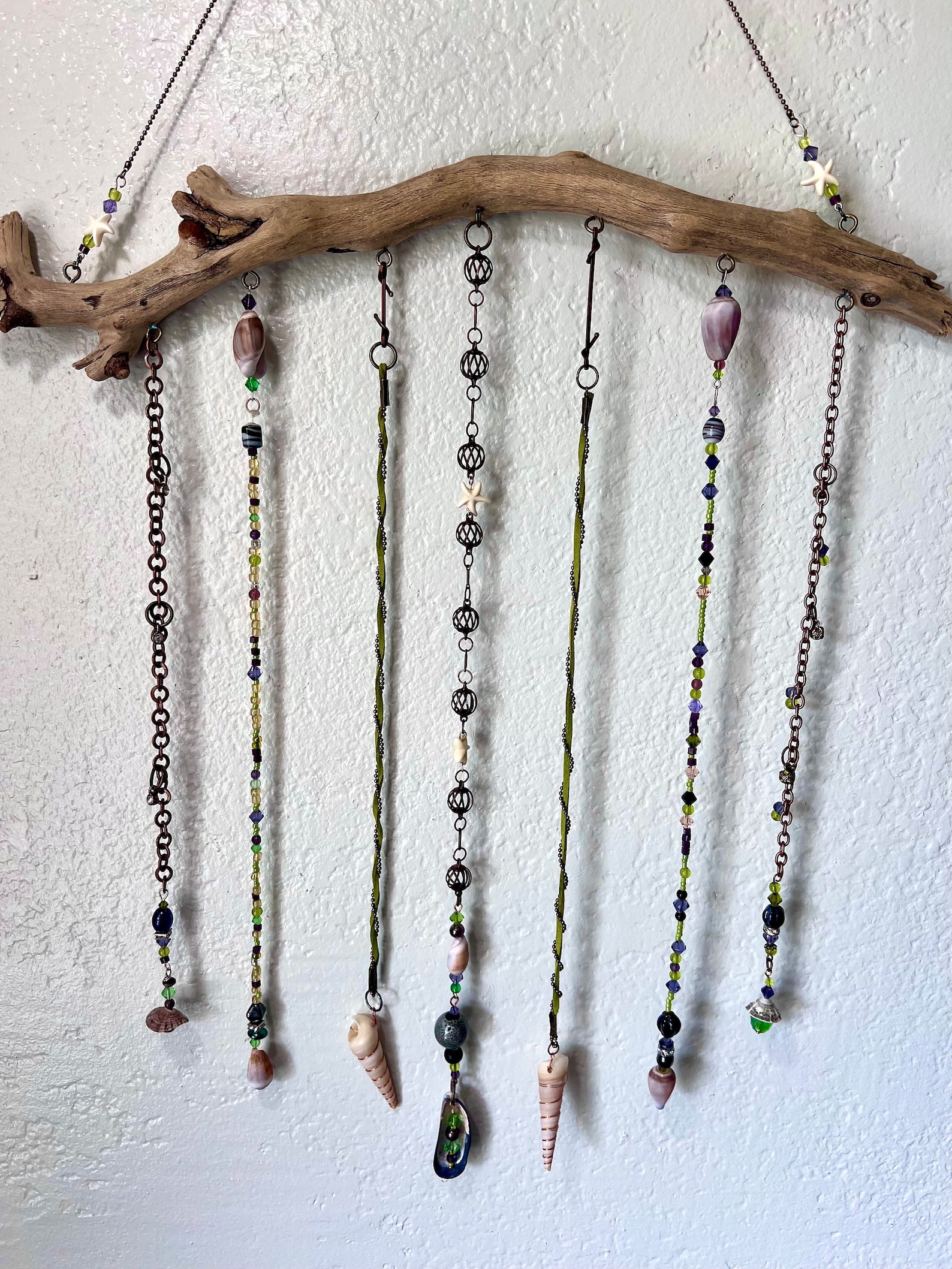 Driftwood Shell and Glass Bead Wall Hanging - Etsy