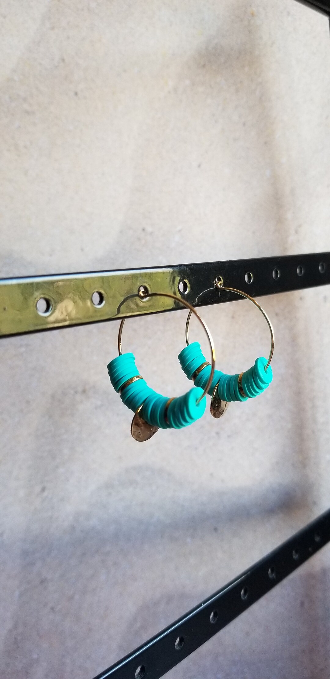 Golden Turquoise Hoops - Etsy