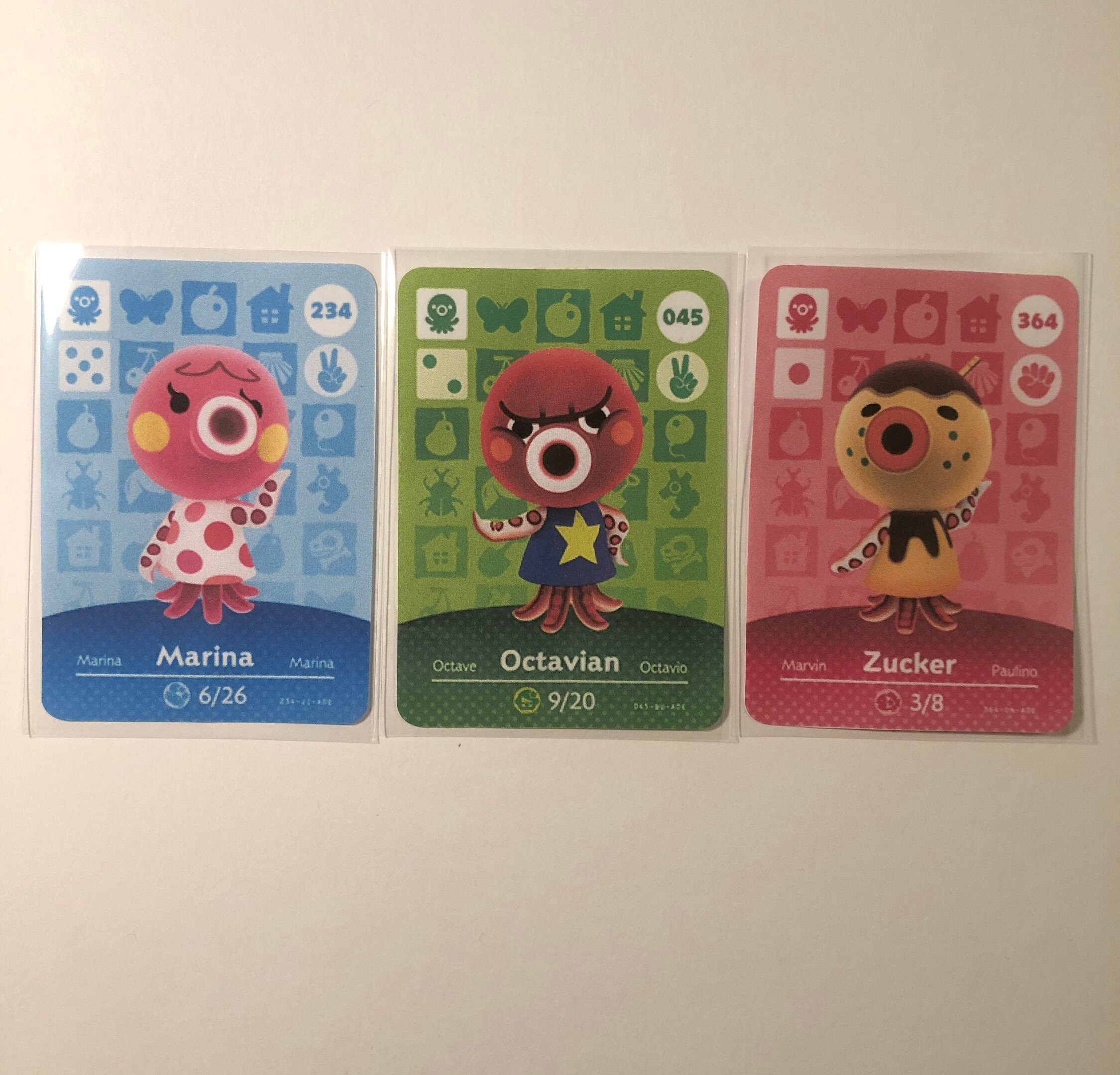 ALL OCTOPUS VILLAGERS Animal Crossing Handmade Amiibo Cards | Etsy