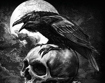 Gothic Raven on Skull Framing Print Fantasy Gifts Wall Decor - Etsy