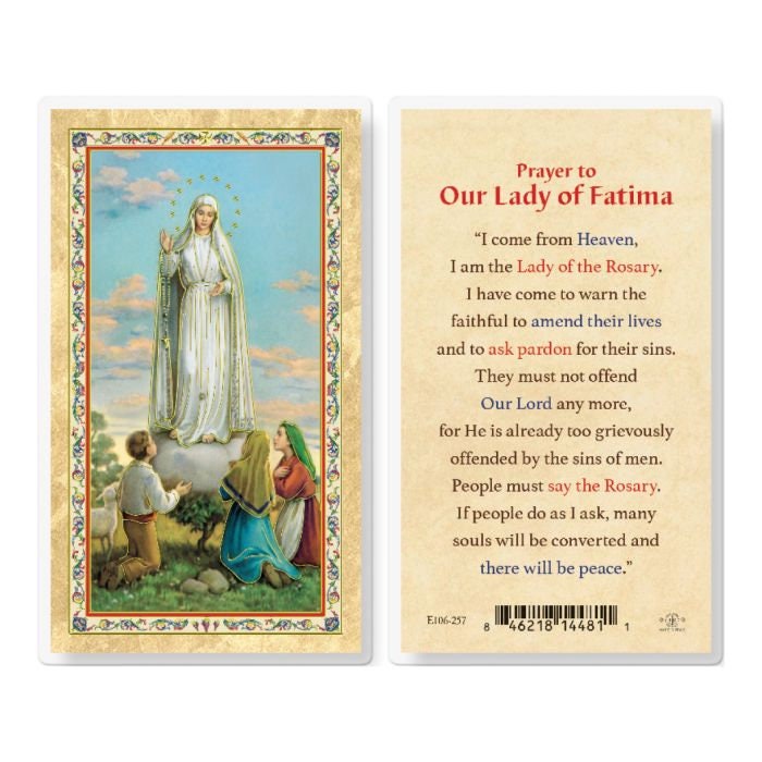 Our Lady of Fatima Prayer Cards Hot Gold Stamped Laminated Set - Etsy