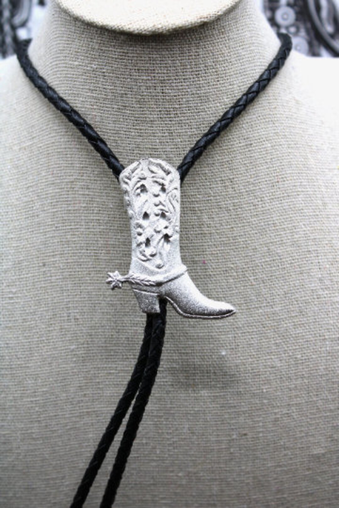 Western Silver Boot Bolo Tie Silver Finish Western Ties Rodeo Cowboy ...