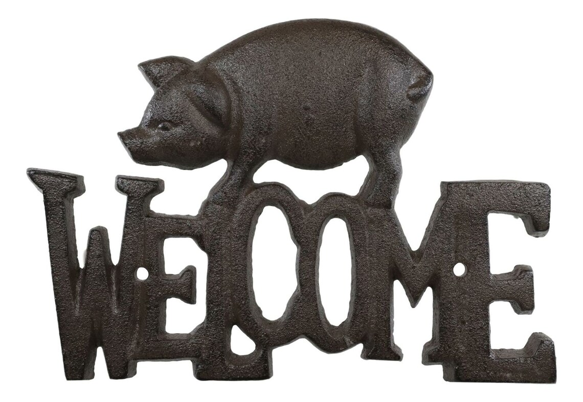 Pig Cast Iron Welcome Sign Rustic Country Farm Pig Welcome - Etsy