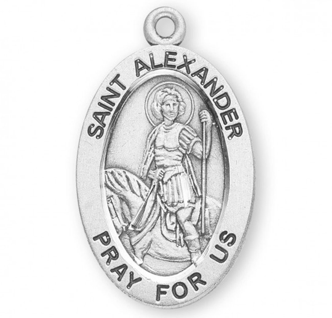 Catholic Patron Saint Alexander Oval Sterling Silver Medal 24 Chain New ...