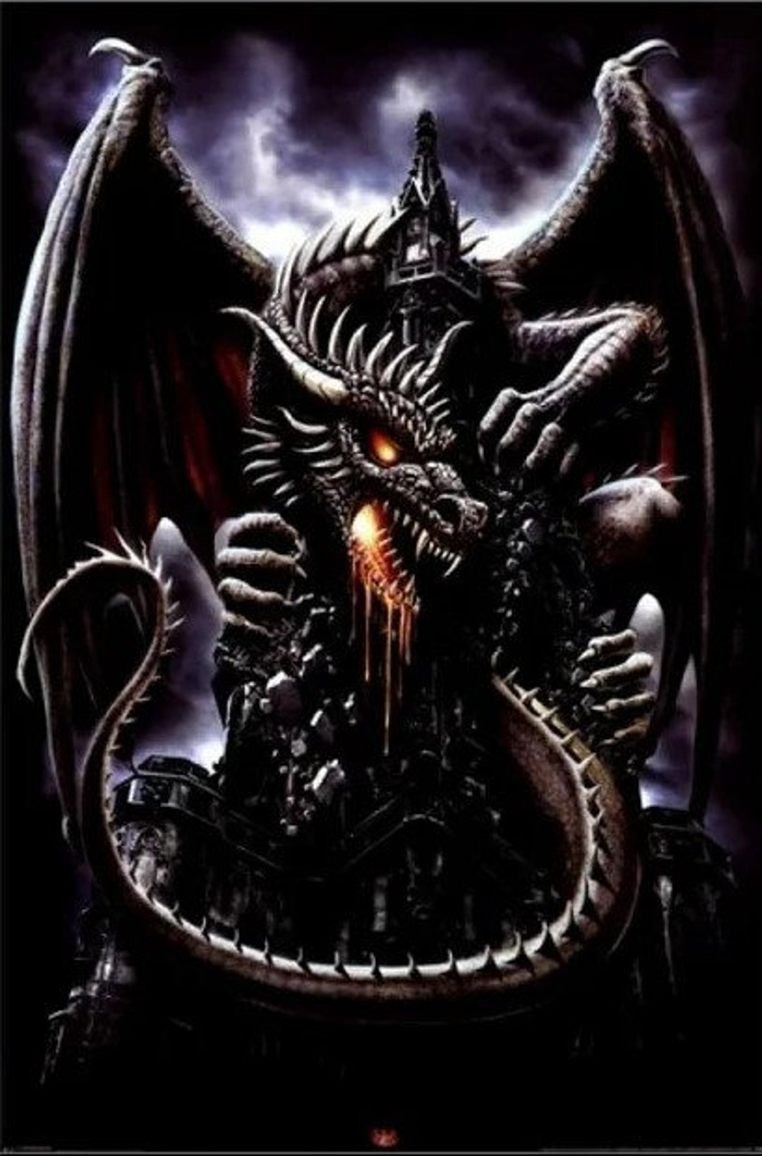Gothic Dragon Poster Framing Print Fantasy 18 X 12 Wall Decor - Etsy