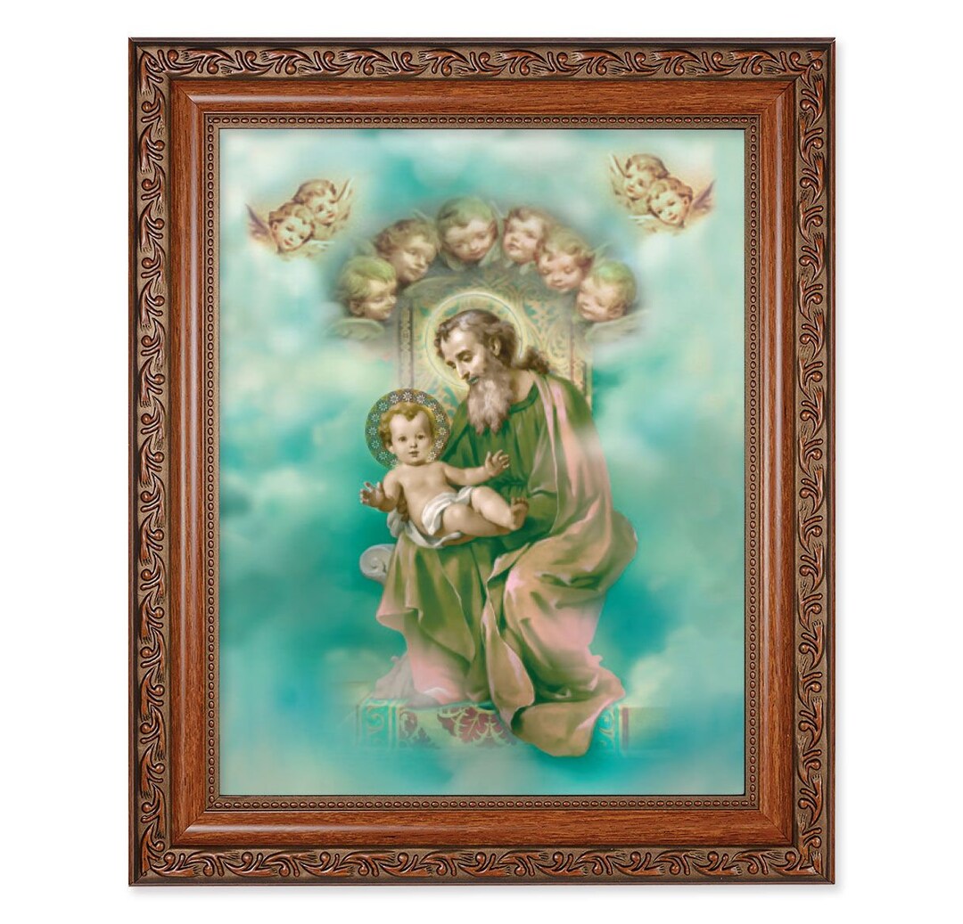 Saint Joseph Print With 10-1/4 X 12 Dark Mahogany Finish Frame With ...