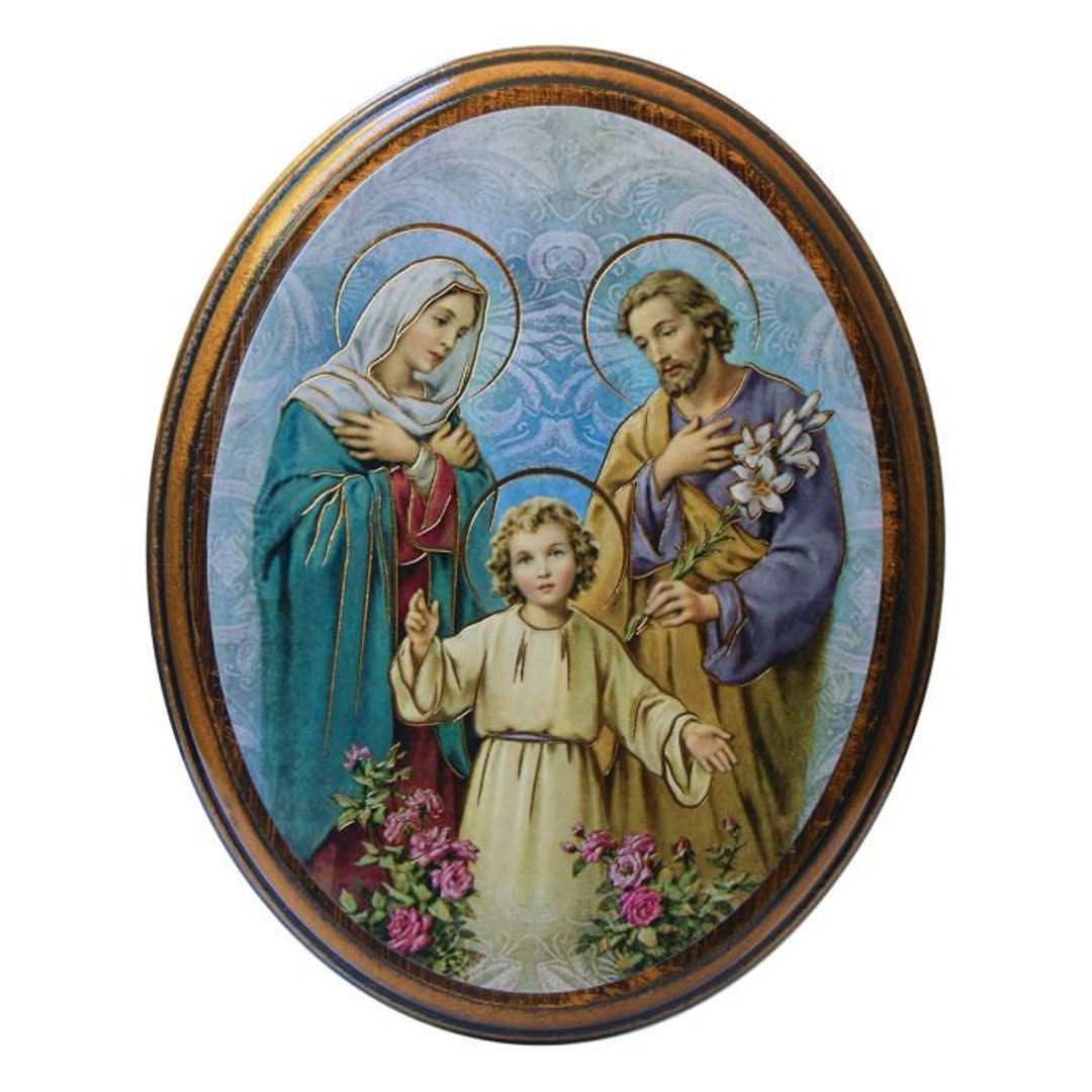 Holy Family Print in Oval Wood Frame 4 X 5 Religious Wall Decor - Etsy