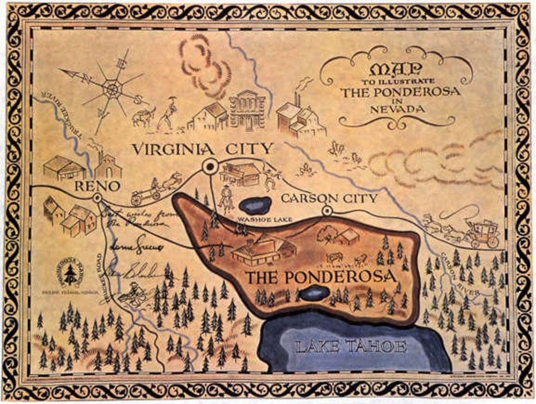 Bonanza TV Ponderosa Map Bonanza Photo Picture Poster Framing Print ...