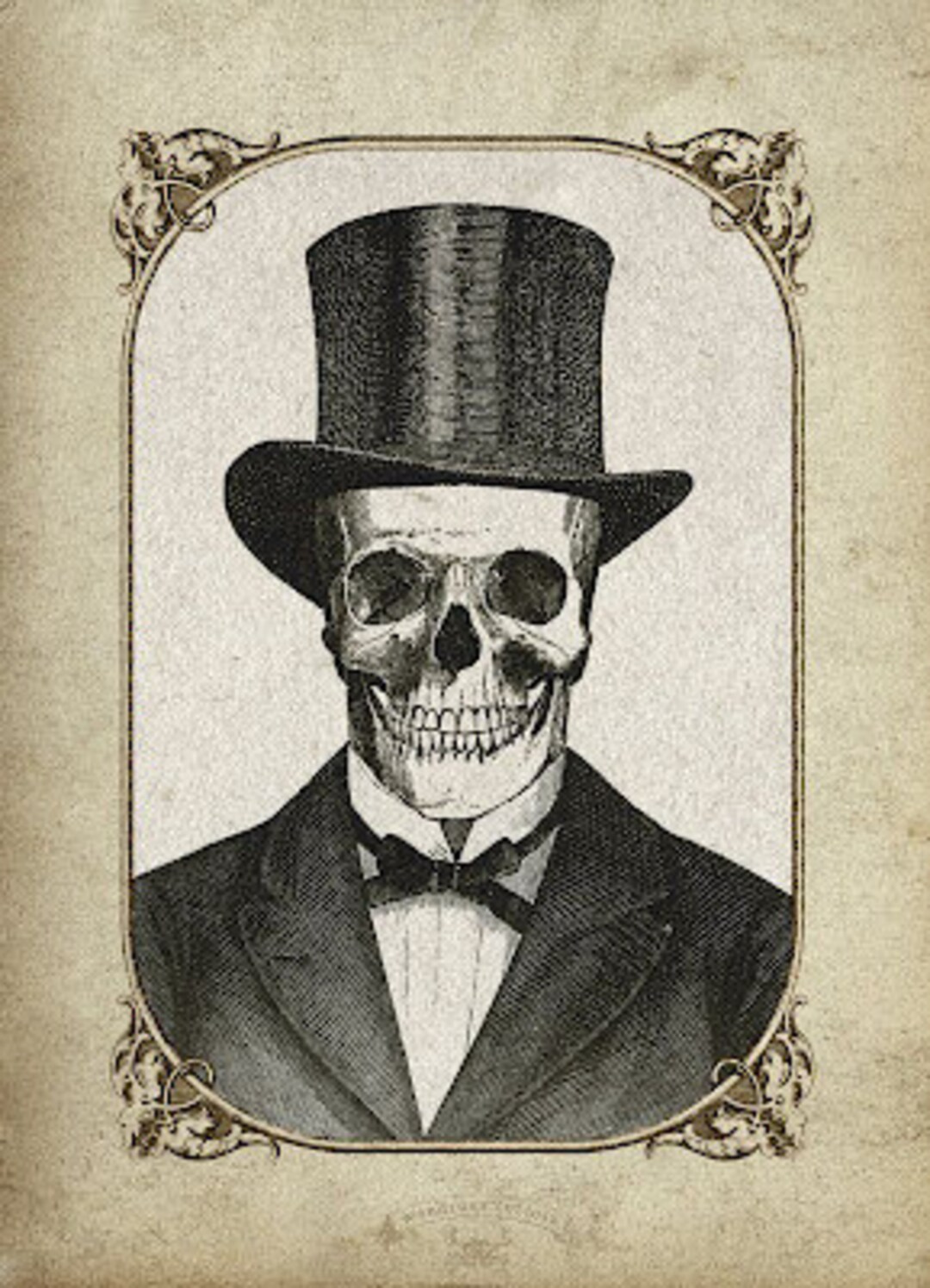 Skeleton Victorian Gent Poster Framing Print Gothic Horror Wall Decor ...