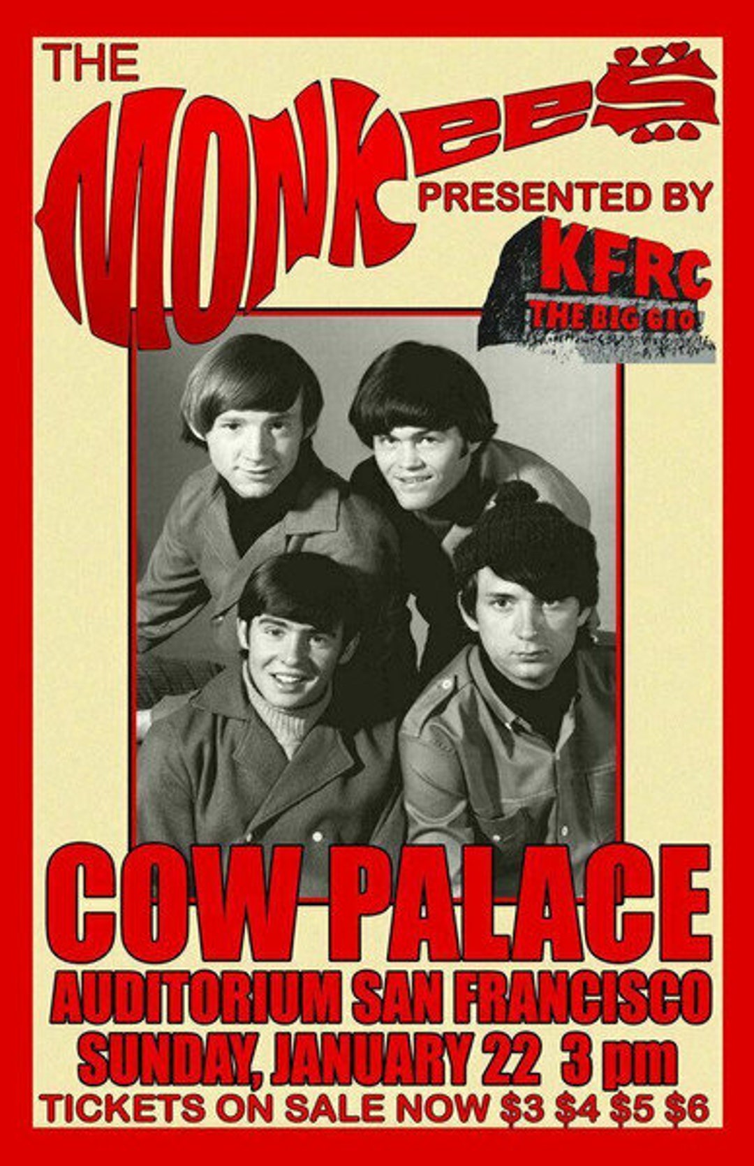 The Monkees Concert Poster Print, Rock Wall Art Reproduction Vintage ...