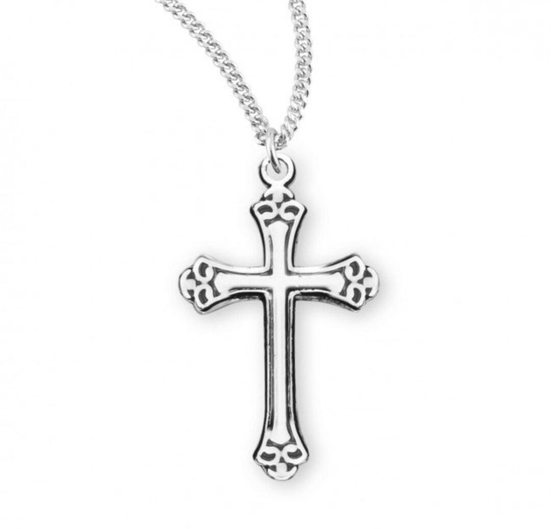 Christian Petite Swirl Tip Black Enameled Sterling Silver Cross ...
